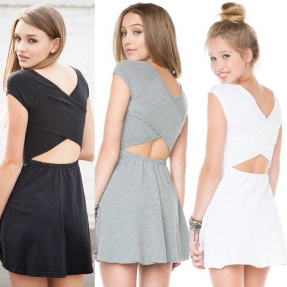 Solid Grey Brandy Melville Bethan Dress Cross Back - … - Gem